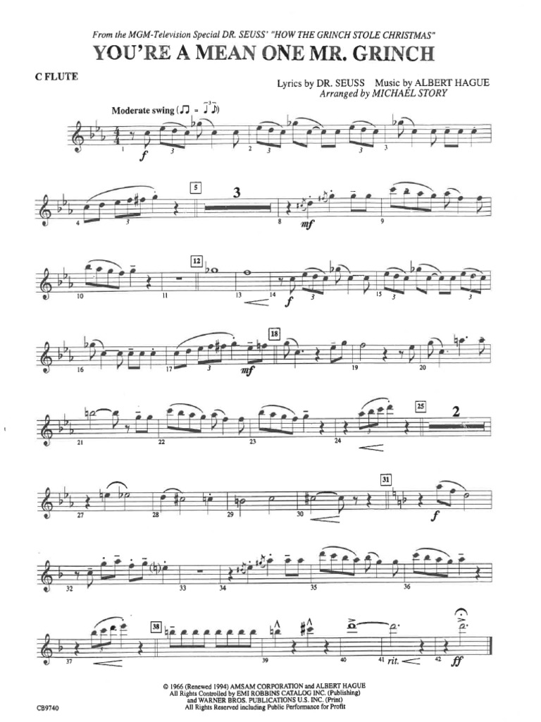 You're A Mean One Mr. Grinch - Parts | PDF