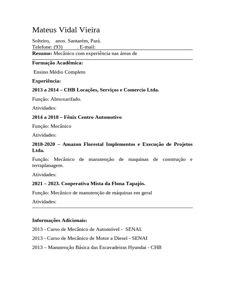 Curriculo Mateus | PDF