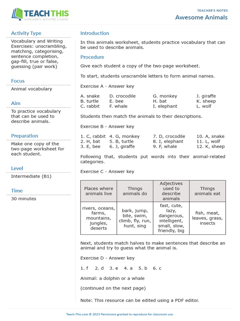 Awesome Animals | PDF