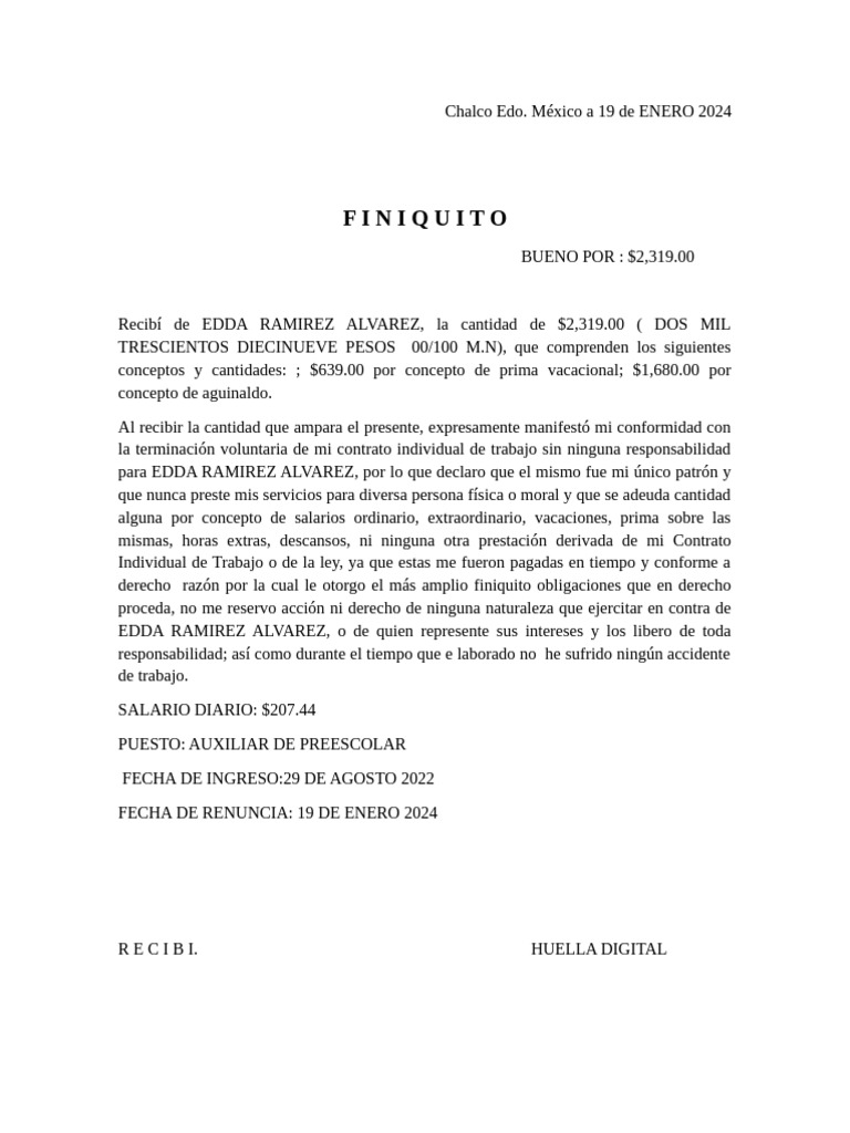 Finiquito | PDF
