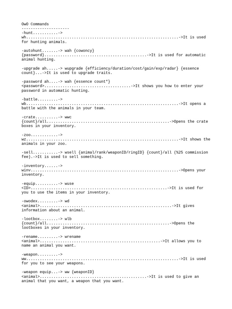 OwO Commands | PDF | Computers