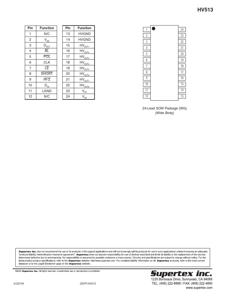 HV513 Datasheet | PDF