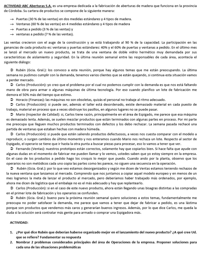 ACTIVIDAD ABC Aberturas | PDF