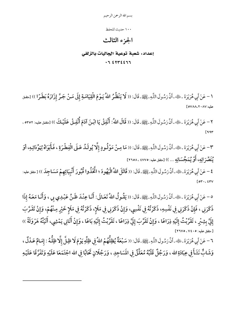 Hadiisa 100 Juzaa 3ffa | PDF