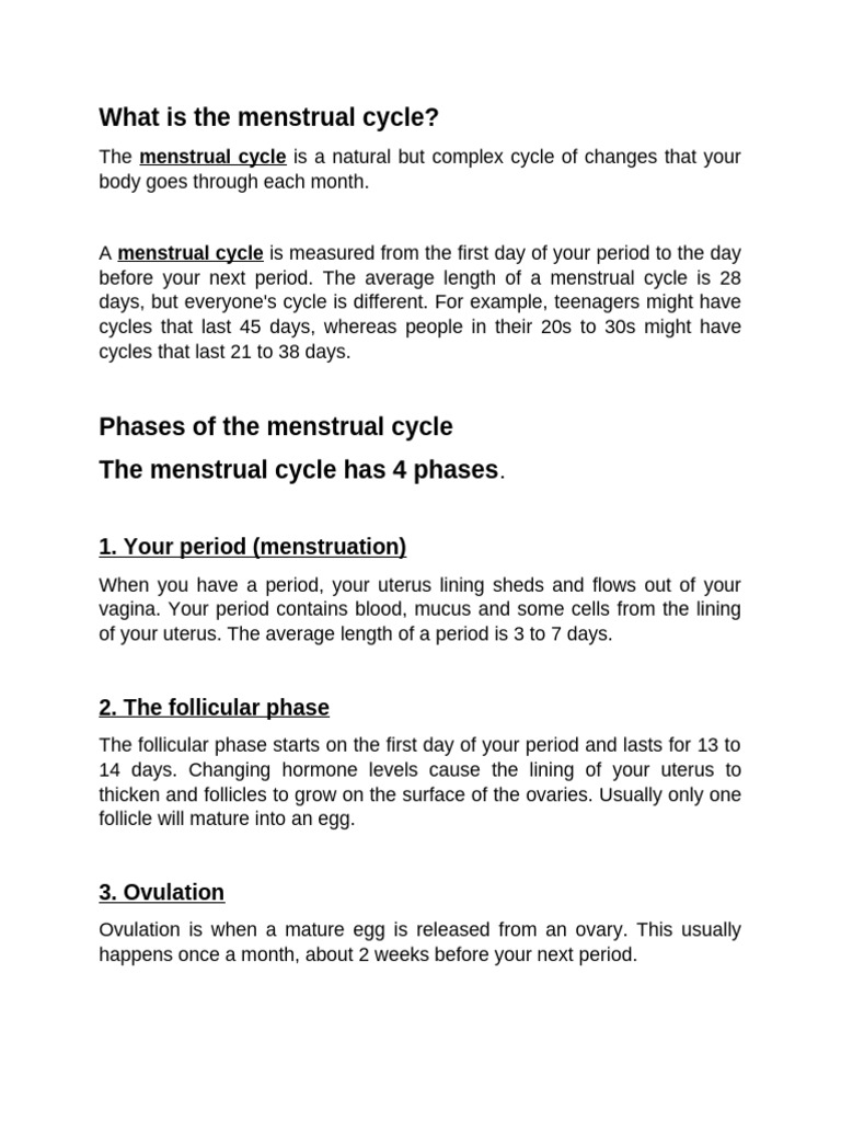 HUM-REP 101 (What Is The Menstrual Cycle?) | PDF