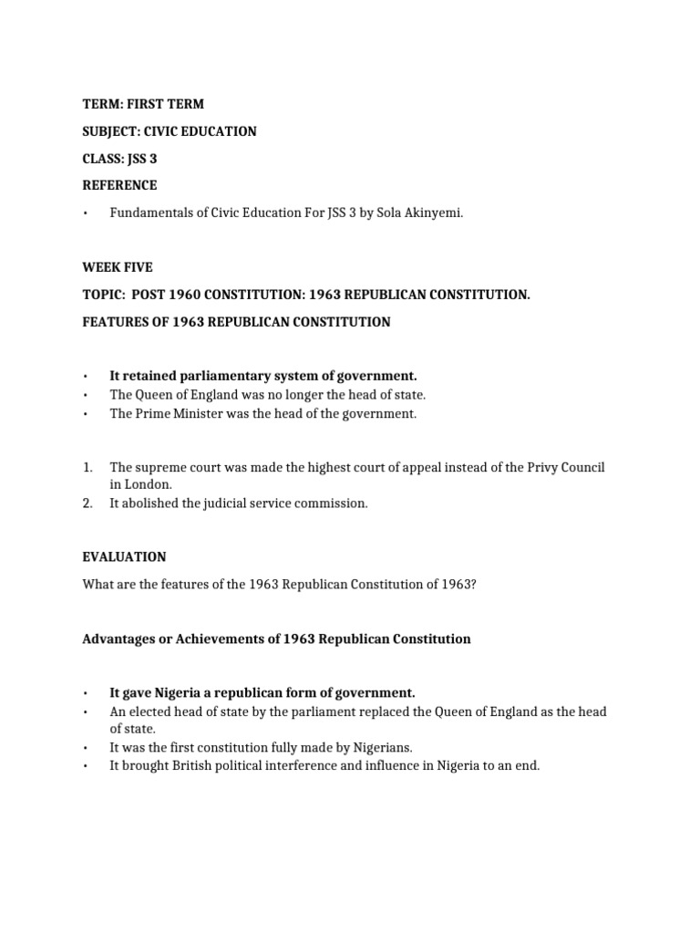 Post 1960 Constitution 1963 Republican Constitution | PDF