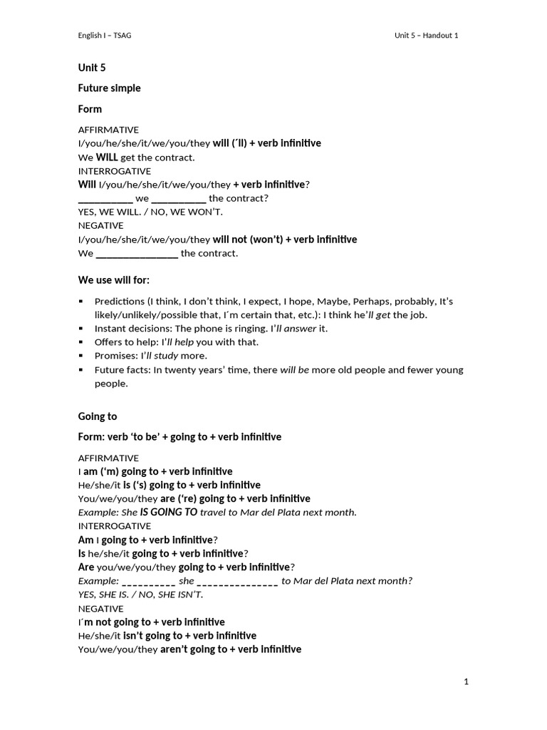 Unit 5 - Handout 1 TSAG | PDF