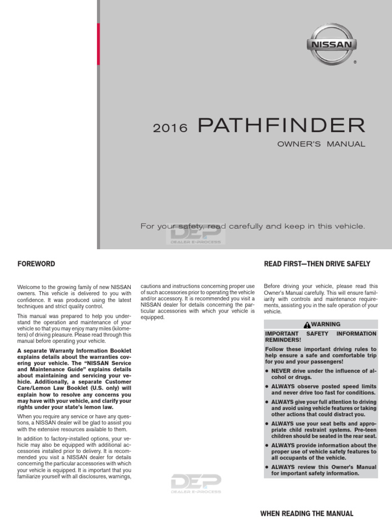 2016 Pathfinder | PDF | Seat Belt | Airbag