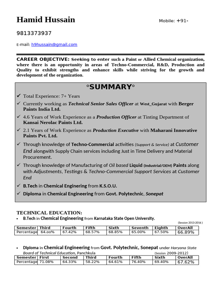 Hussain CV 28 06 | PDF