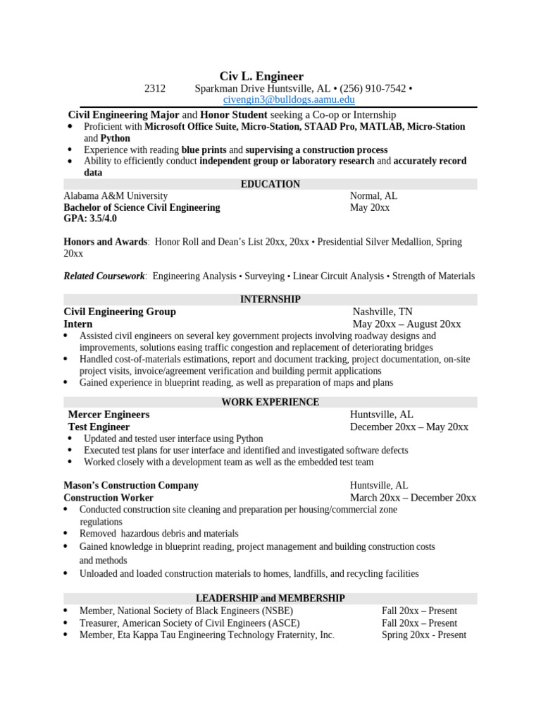 sample-civil-engineering-resume | PDF
