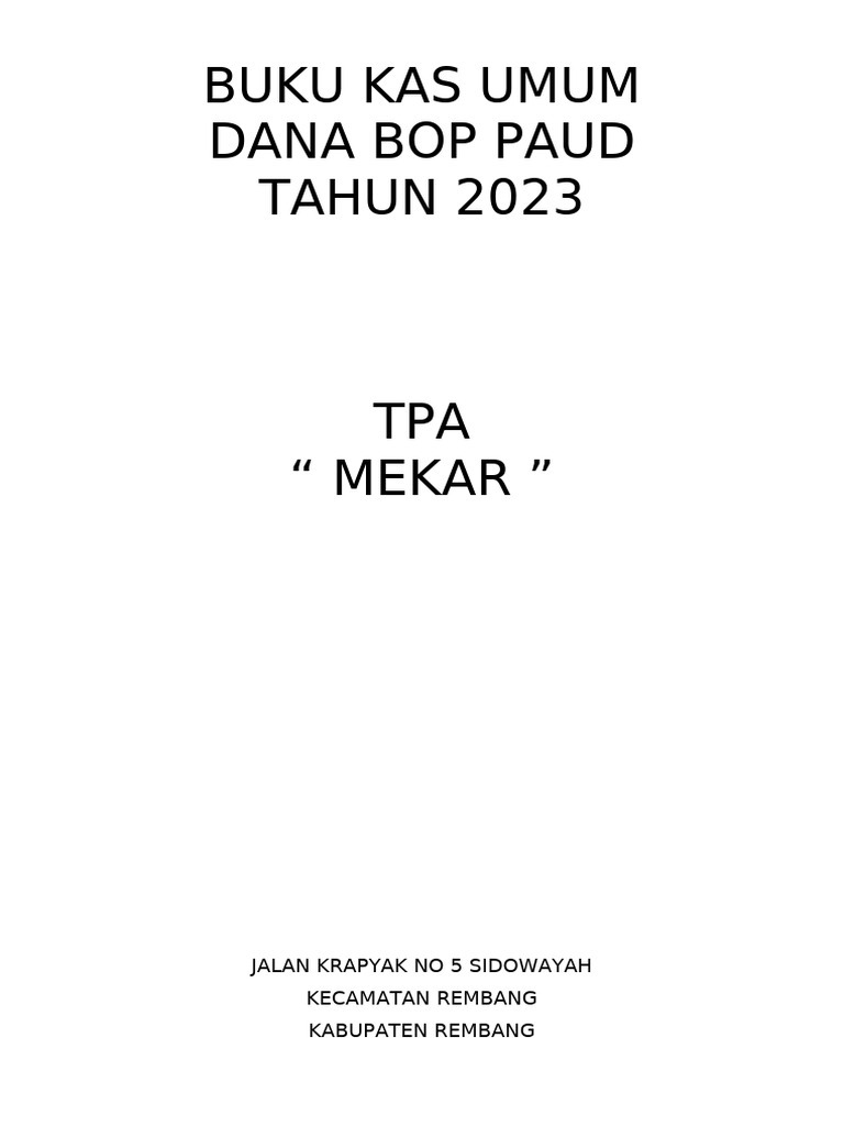 BUKU ADMIN BOP 2018 - TPA | PDF