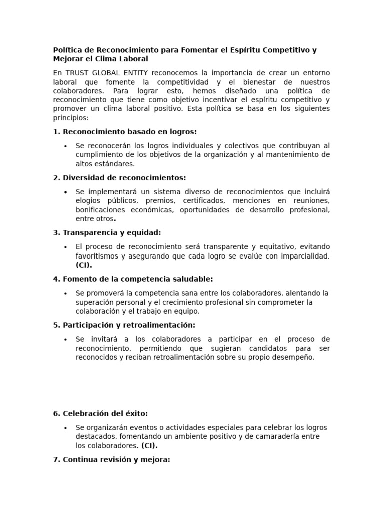 POSG013 Política de Reconocimiento para Fomentar El Espíritu ...