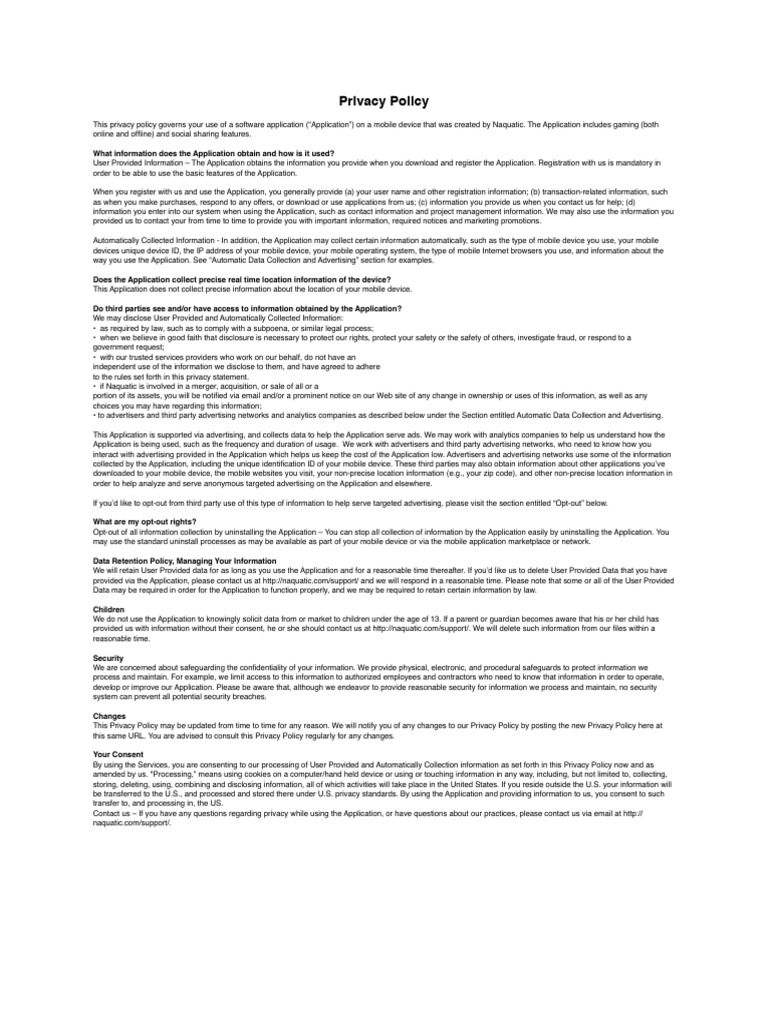 App Privacy Policy | PDF | Internet Privacy | Computers