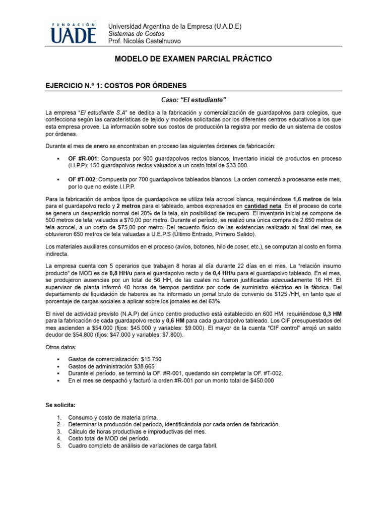 Modelo de Examen Parcial - 2C 2024 | PDF