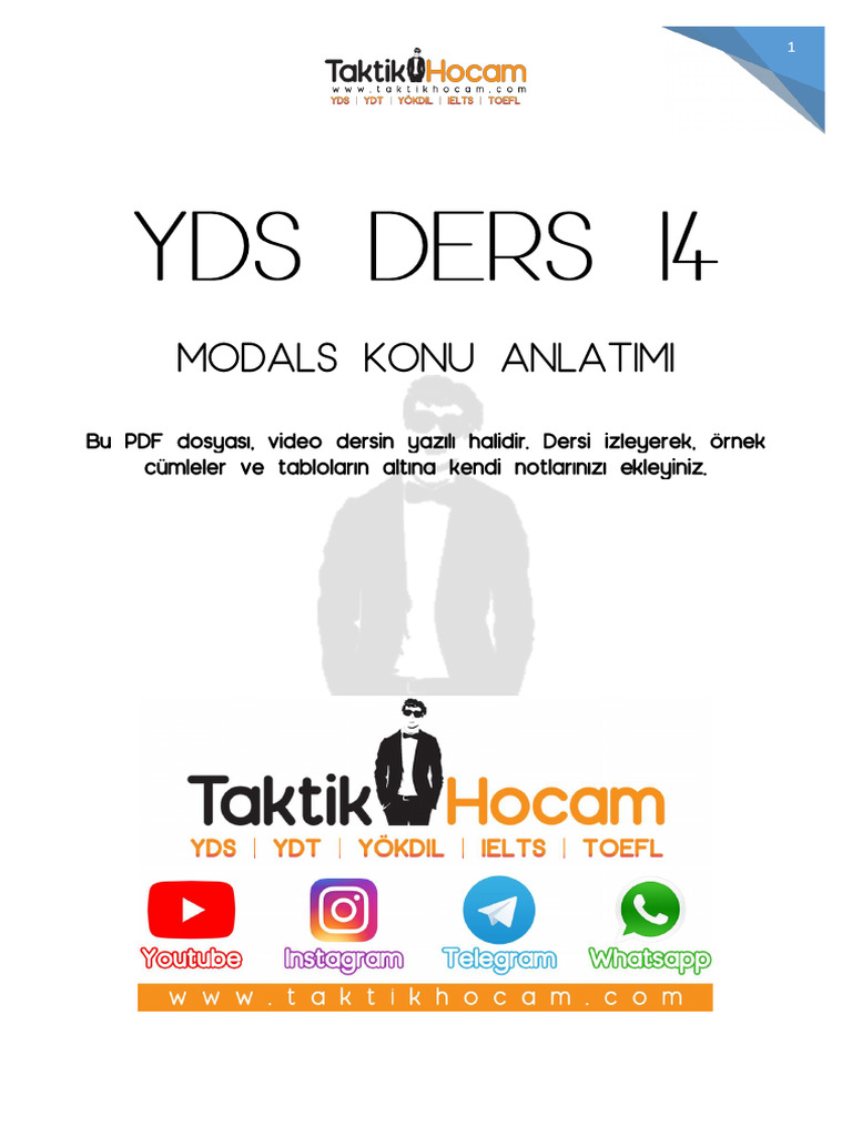 YDS DERS 14 - Modals Konu Anlatımı | PDF