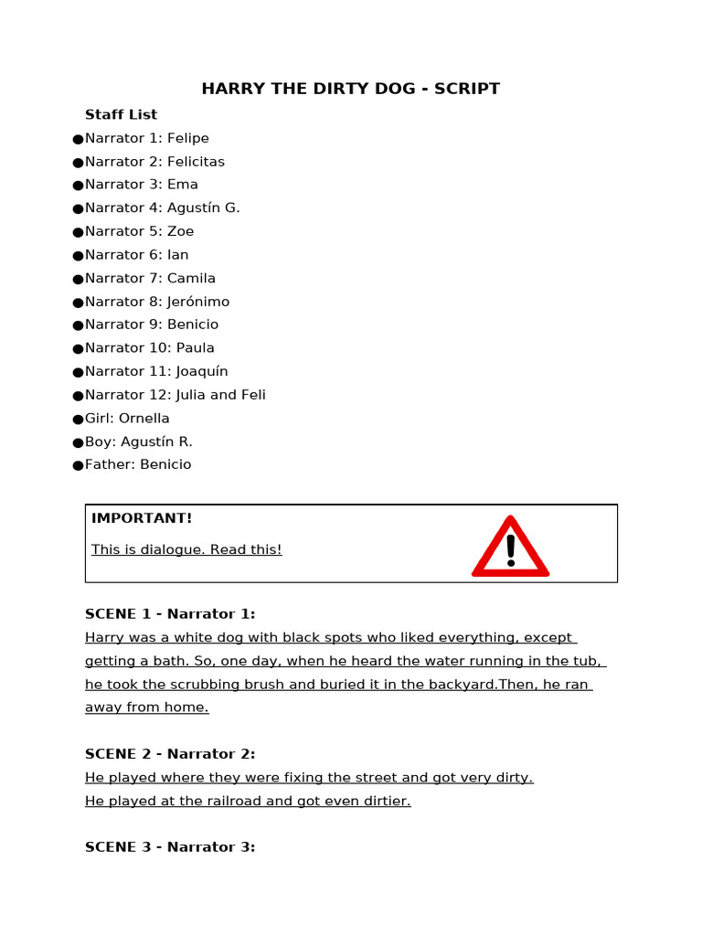 Harry the dirty dog - Script | PDF