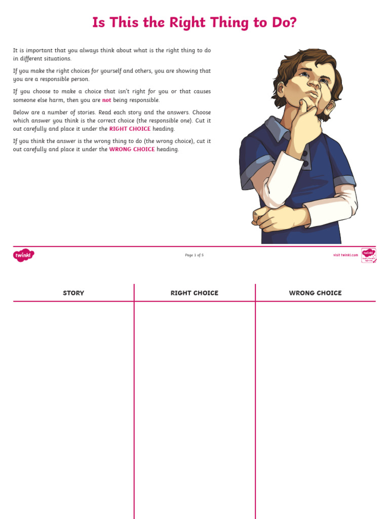 T C 2549224 Is This The Right Thing To Do Activity Sheet English - Ver ...