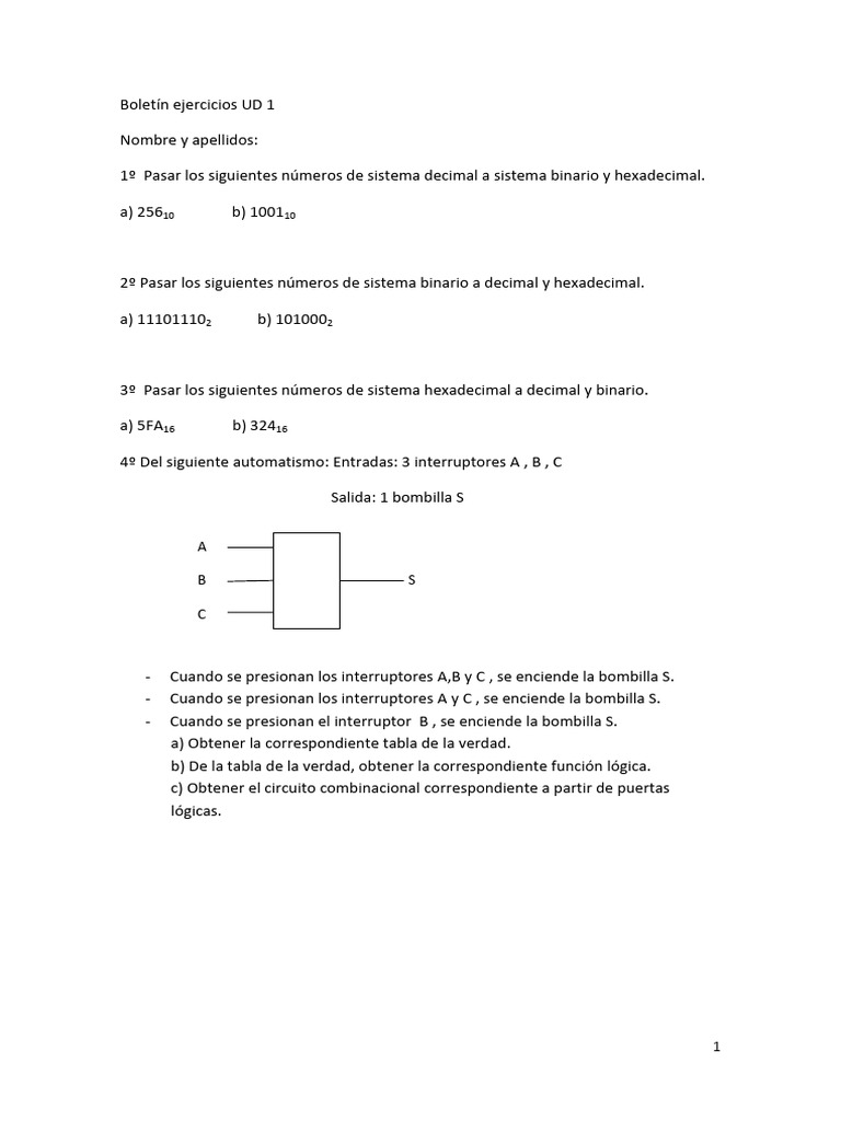 Boletin Ejercicios Tema 1 | PDF