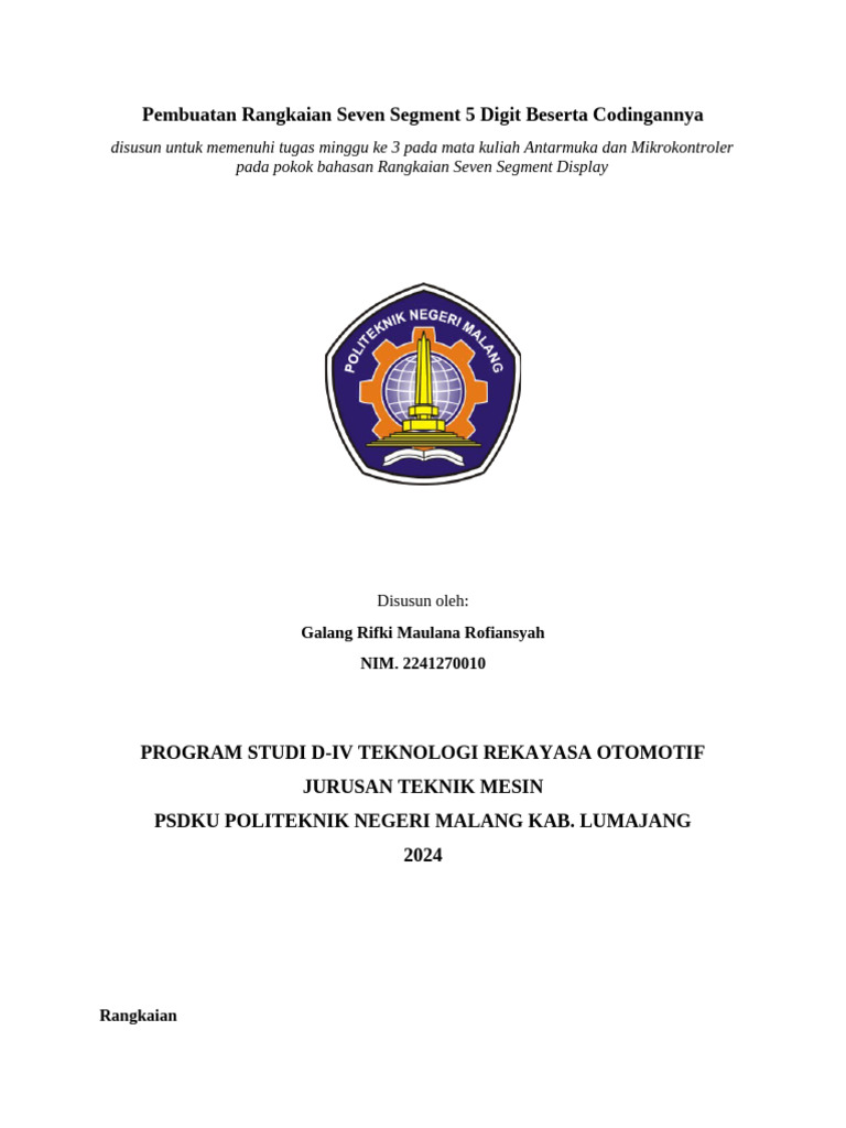 Pembuatan Rangkaian Seven Segment Beserta Codingannya | PDF