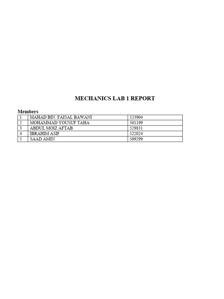 Mechanics Lab 1 Report | PDF