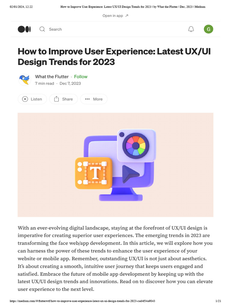 How To Improve User Experience: Latest UX/UI Design Trends For 2023 | PDF
