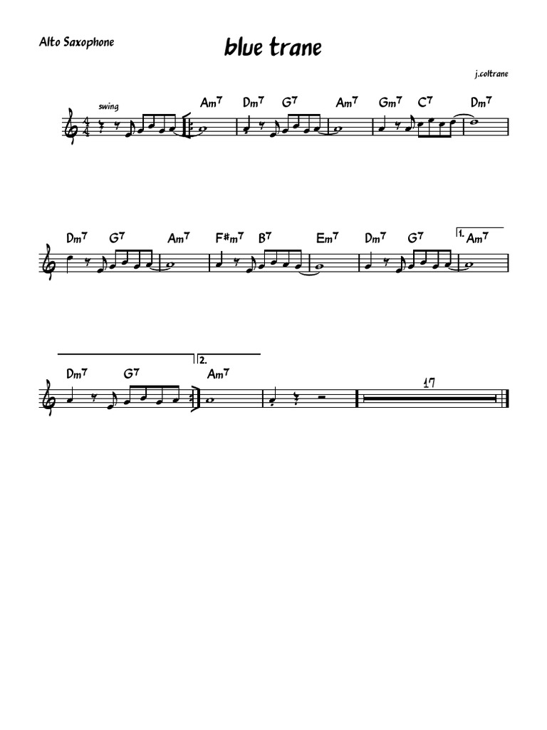 Blue Trane-Alto - Saxophone | PDF