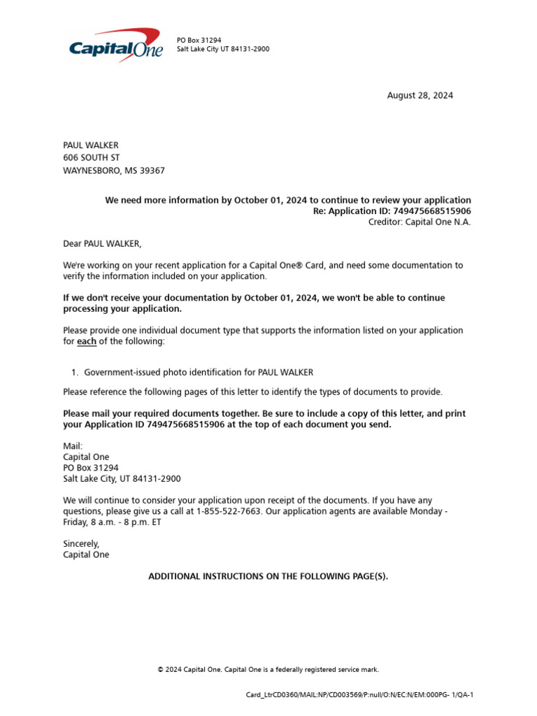 Additional Information Letter | PDF