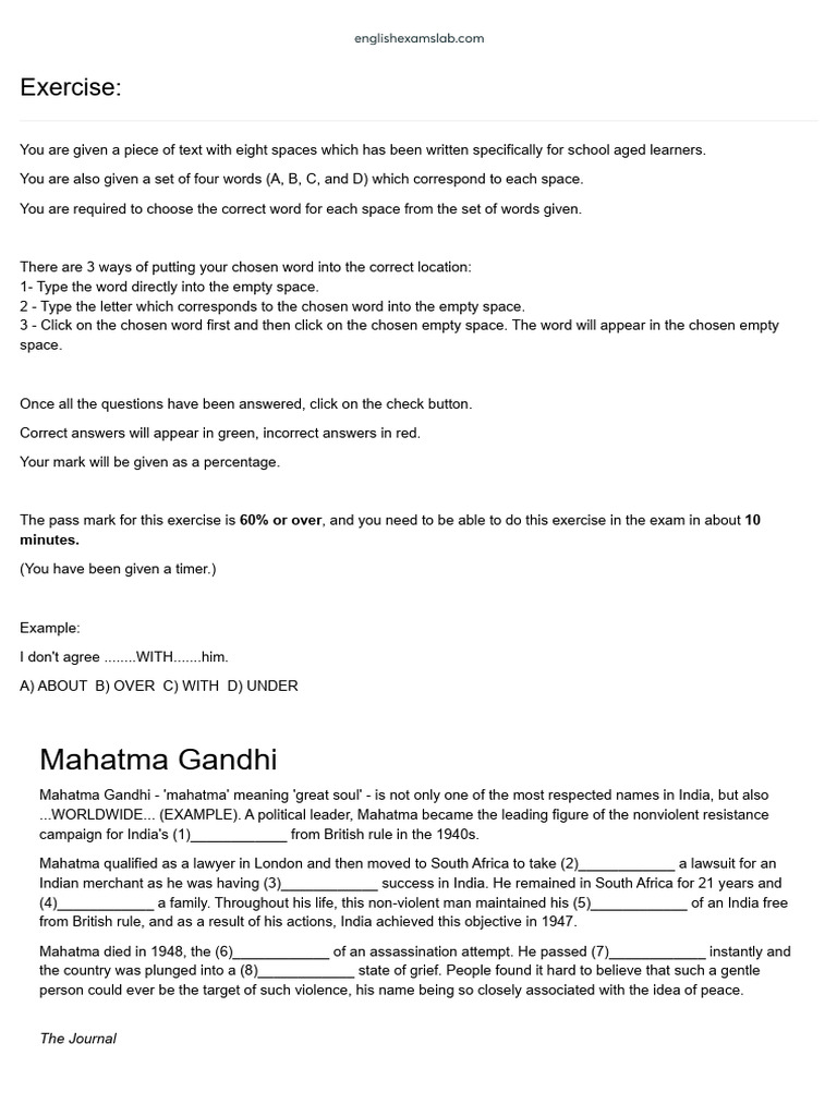 Mahatma Gandhi: Exercise | PDF