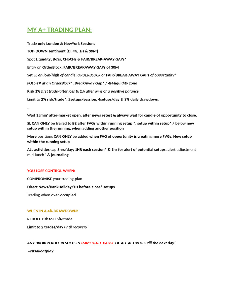 Summary of TradingPlan | PDF