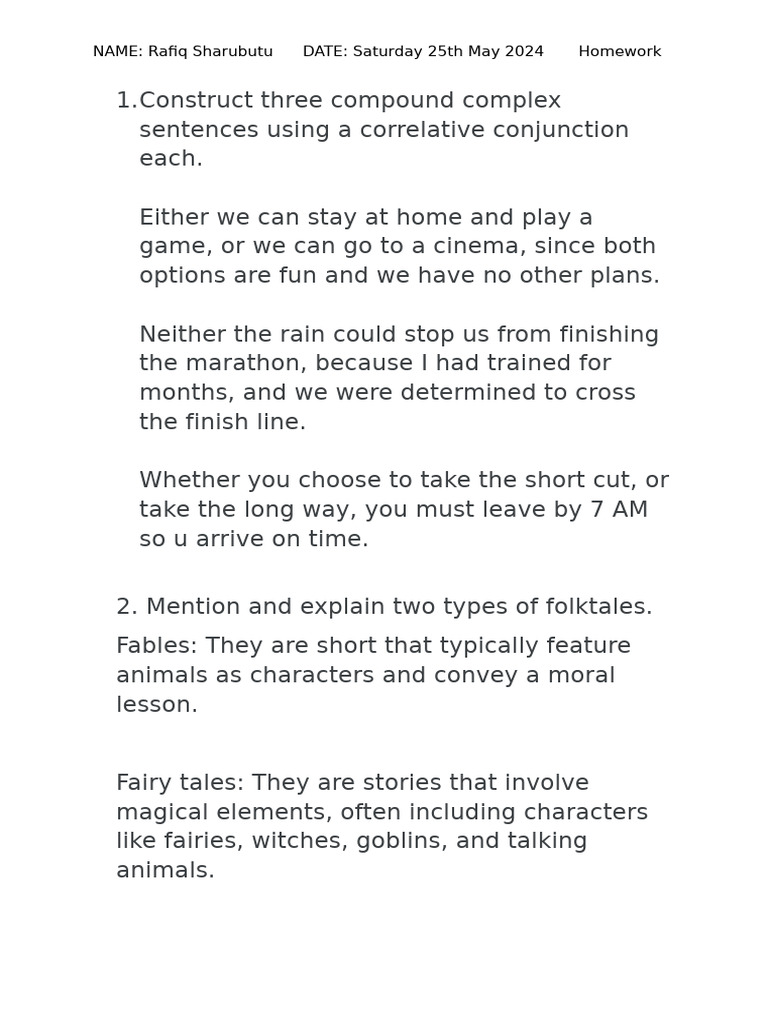Construct Three Compound Complex Sentences Using A Correlative ...