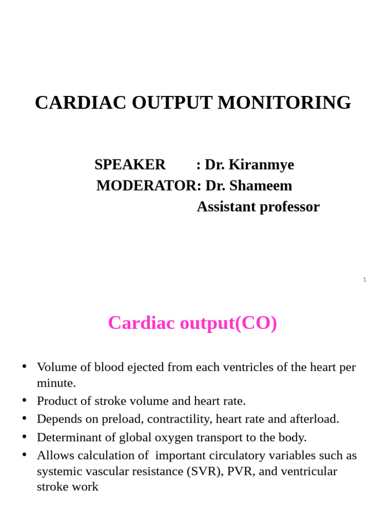 Cardiac Output Monitoring | PDF