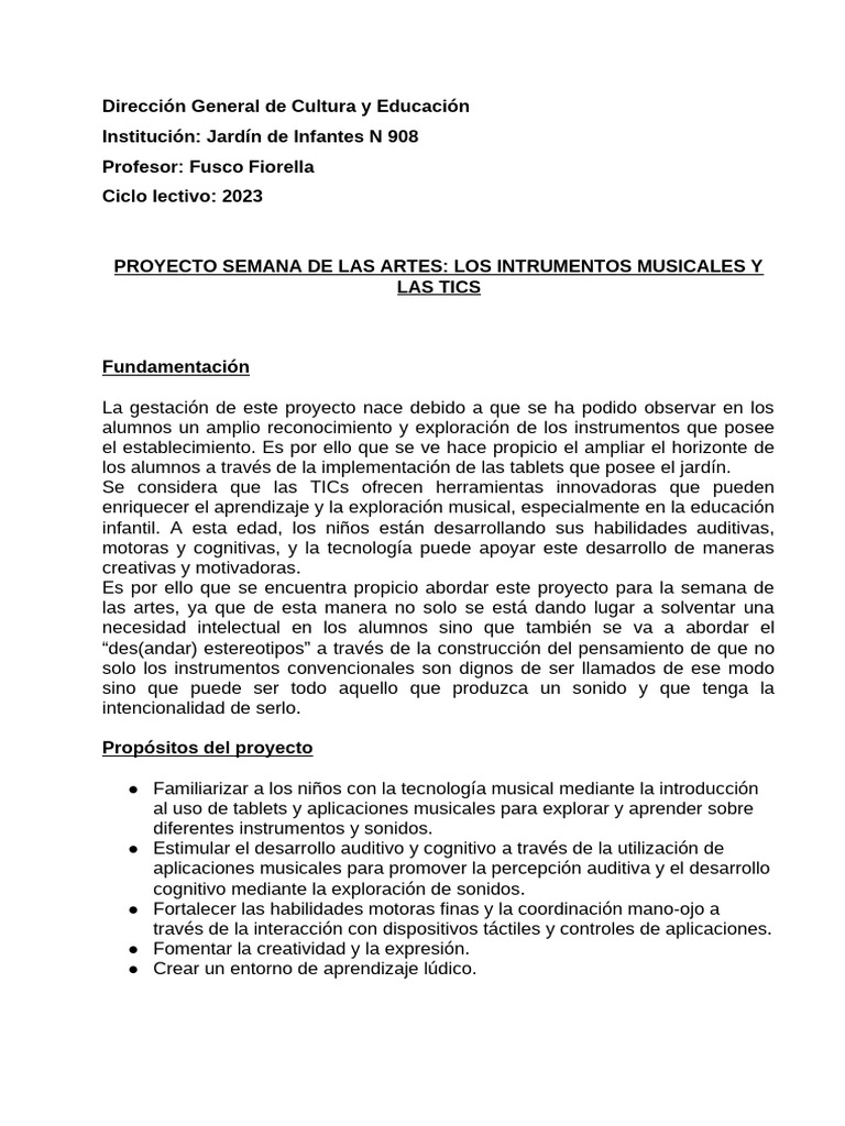Proyecto Intrumentos y Las Tics | PDF