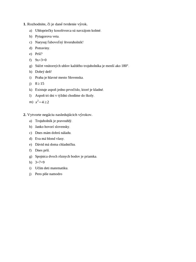 UAL Ulohy Vyroky | PDF
