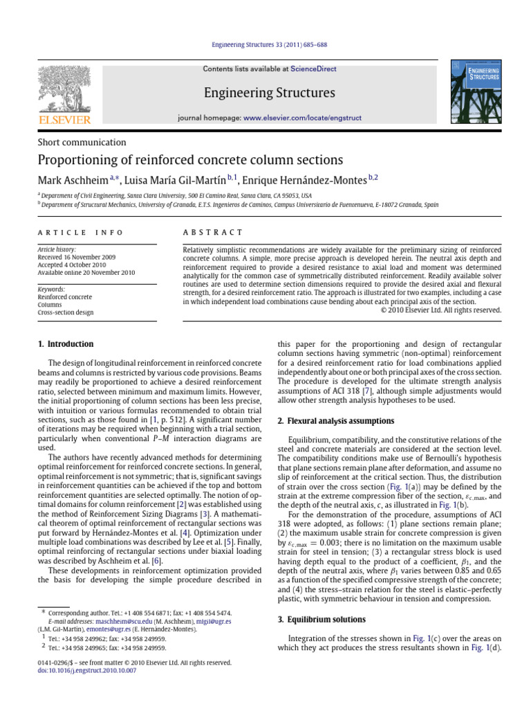 Proportioning of Reinforced Concrete Column Sections | PDF | Bending ...