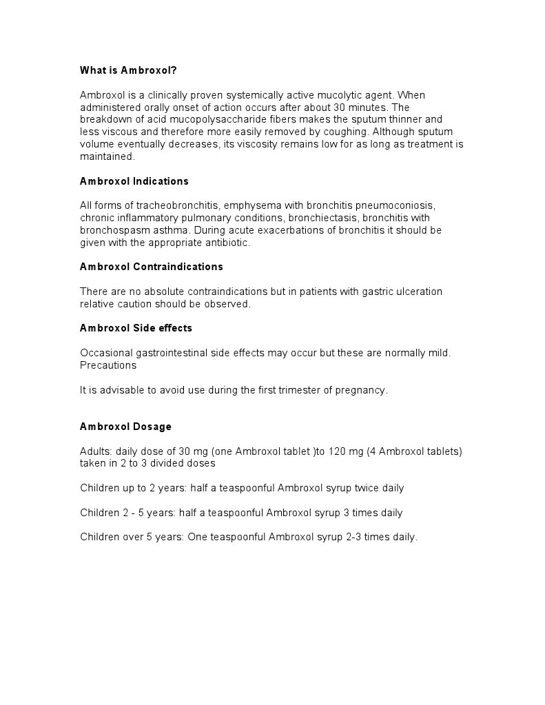 Ambroxol: Uses, Dosage, and Side Effects | PDF | Wellness