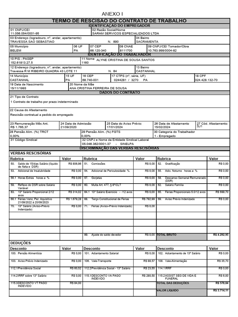 Termo de Rescisao | PDF
