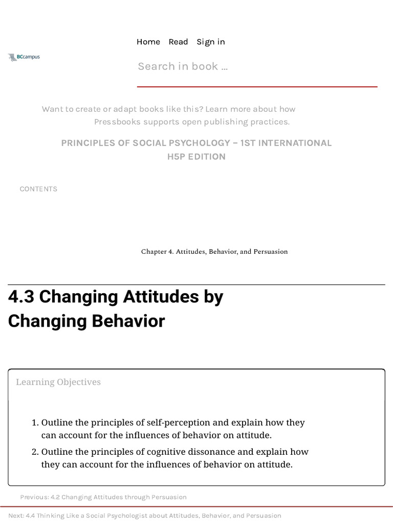 4.3 Changing Attitudes by Changing Behavior - Principles of Soci | PDF ...