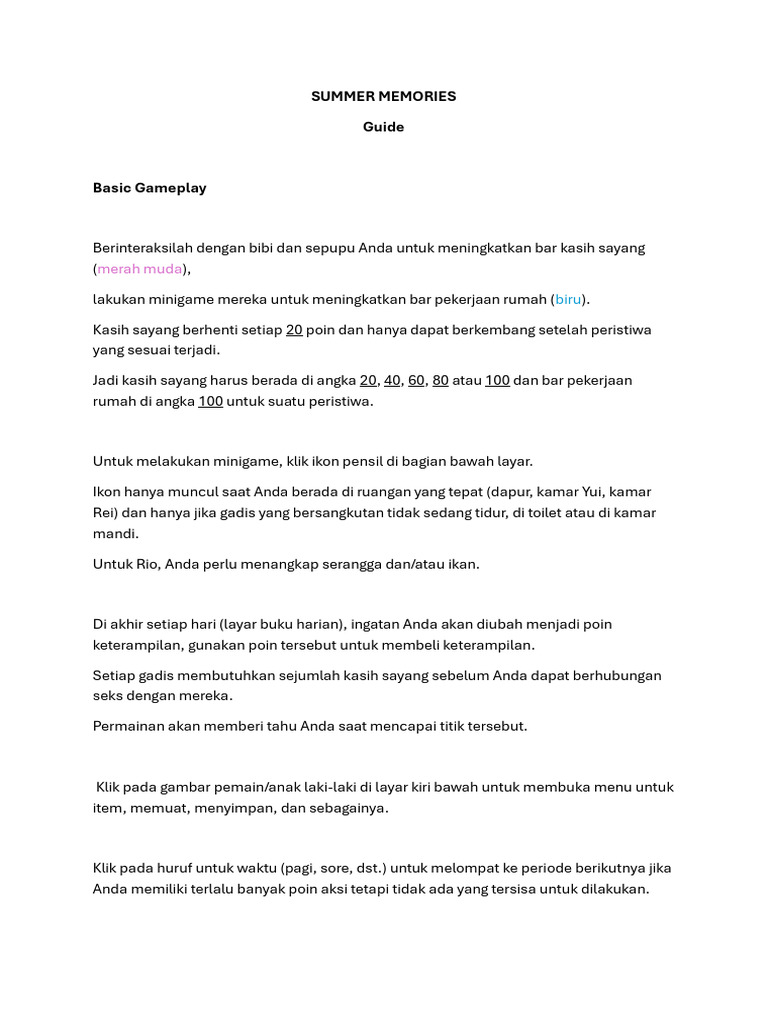 Sumer Memories Guide | PDF