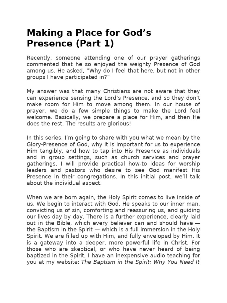 Making A Place For God worship PDF