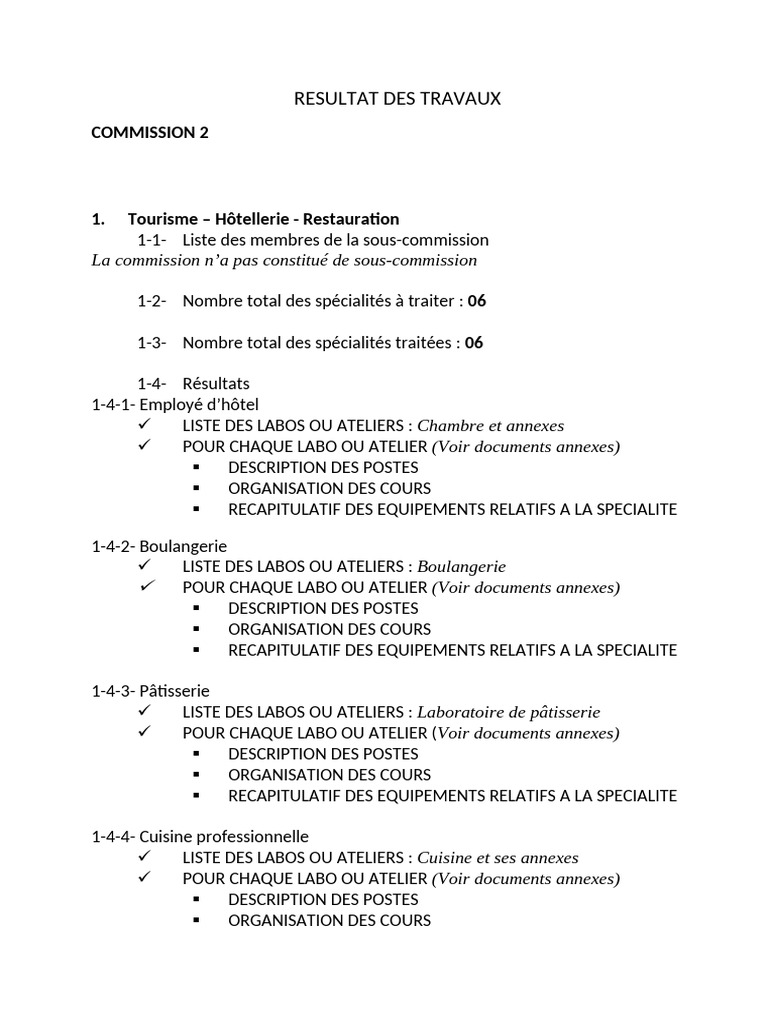 Resultat Des Travaux | PDF