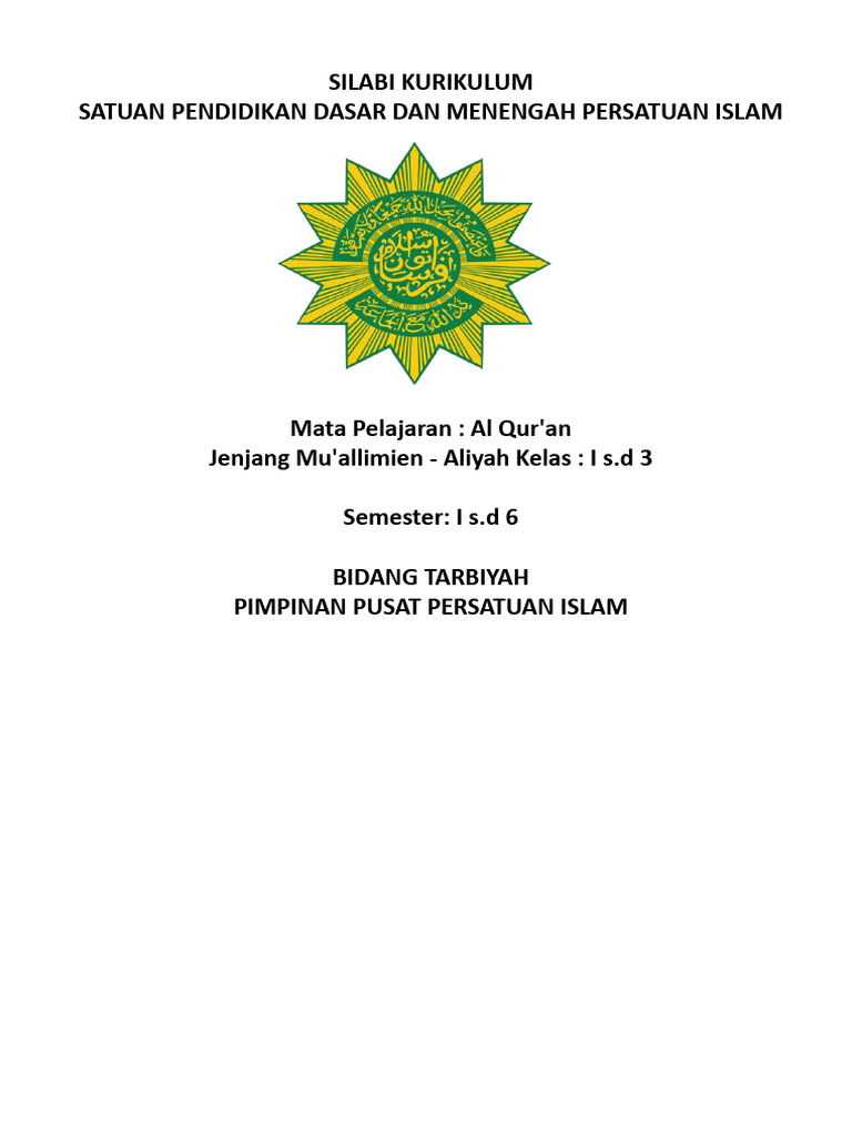 Silabi Jenjang Mu'alimin - Aliyah | PDF