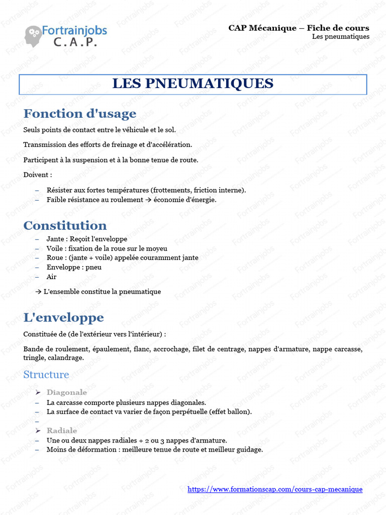 CAP Mecanique Les Pneumatiques | PDF