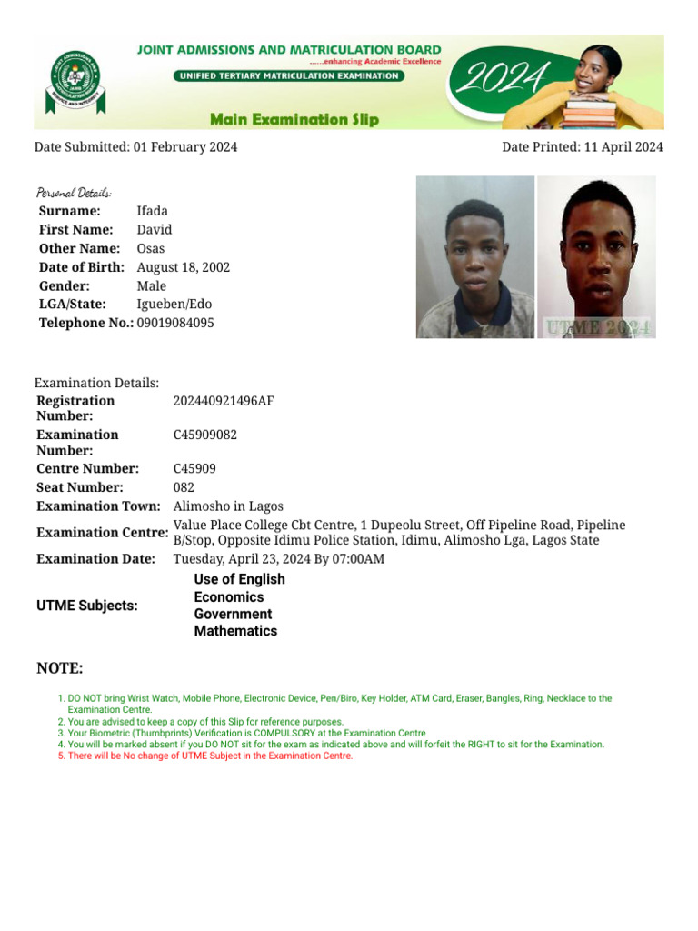 Personal Details:: Surname: First Name: Other Name: Date of Birth ...