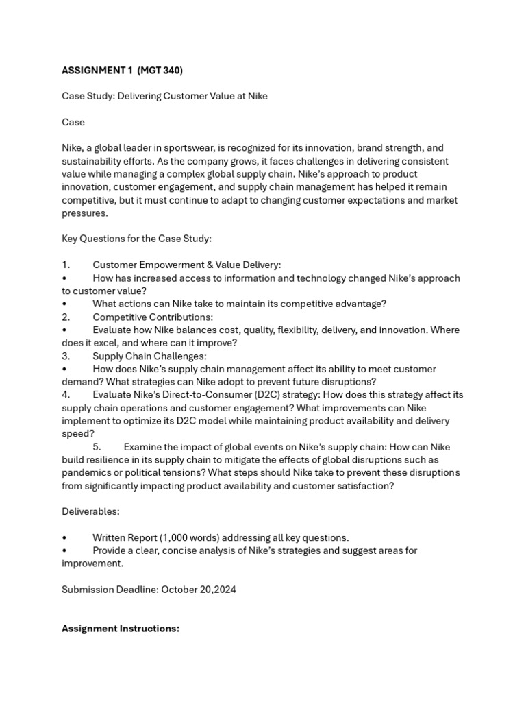 MGT 340 Assignment 1 | PDF