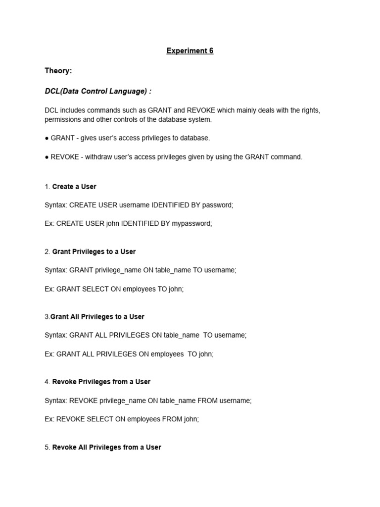 Experiment 6 DBMS (Final) | PDF