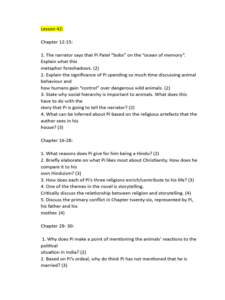 Lesson 42 Questions | PDF