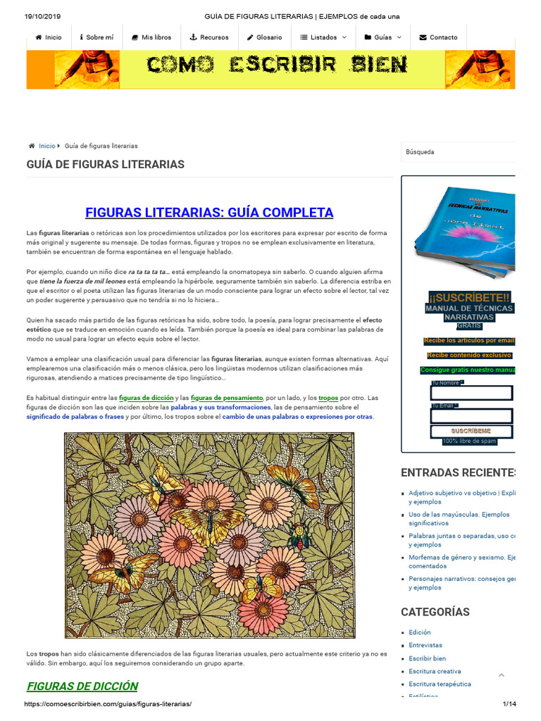 GUÍA DE FIGURAS LITERARIAS - EJEMPLOS de Cada Una | PDF