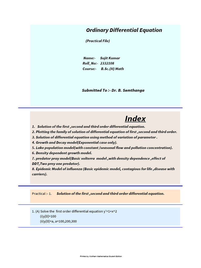 2332108, Sujit Kumar ODE Practical | PDF
