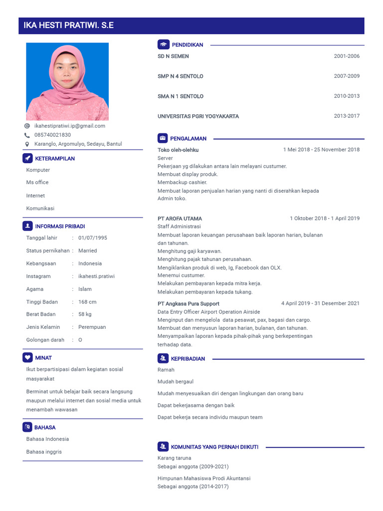 Ika Hesti Pratiwi - CV | PDF
