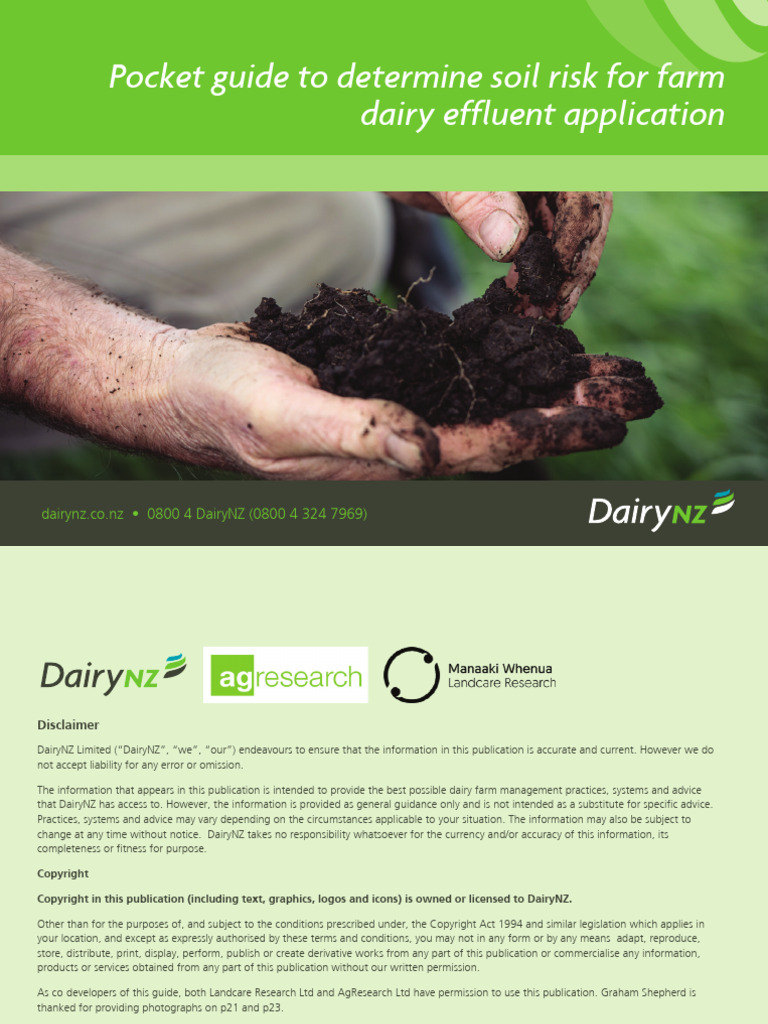 Pocket Guide to Determine Soil Risk for Farm Dairy Effluent Application ...
